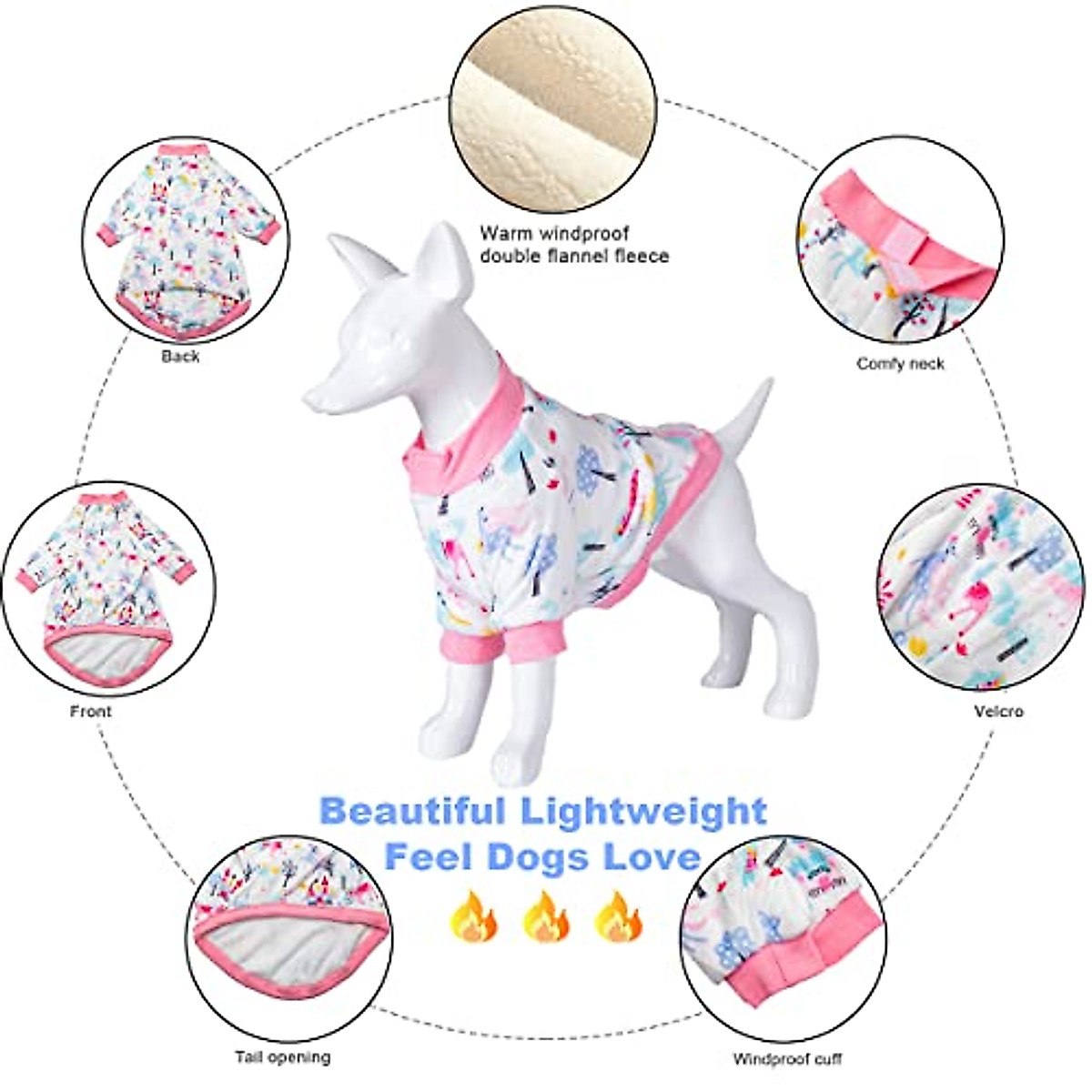 LovinPet Dog Warm PJS with Buttons - Soft & Upgraded Lightweight Fabric Fairytale Multi Prints Dog Clothes, Fashionable Dog Flannel Shirt, Suitable for Small to Medium to Large Dog Breeds,S+