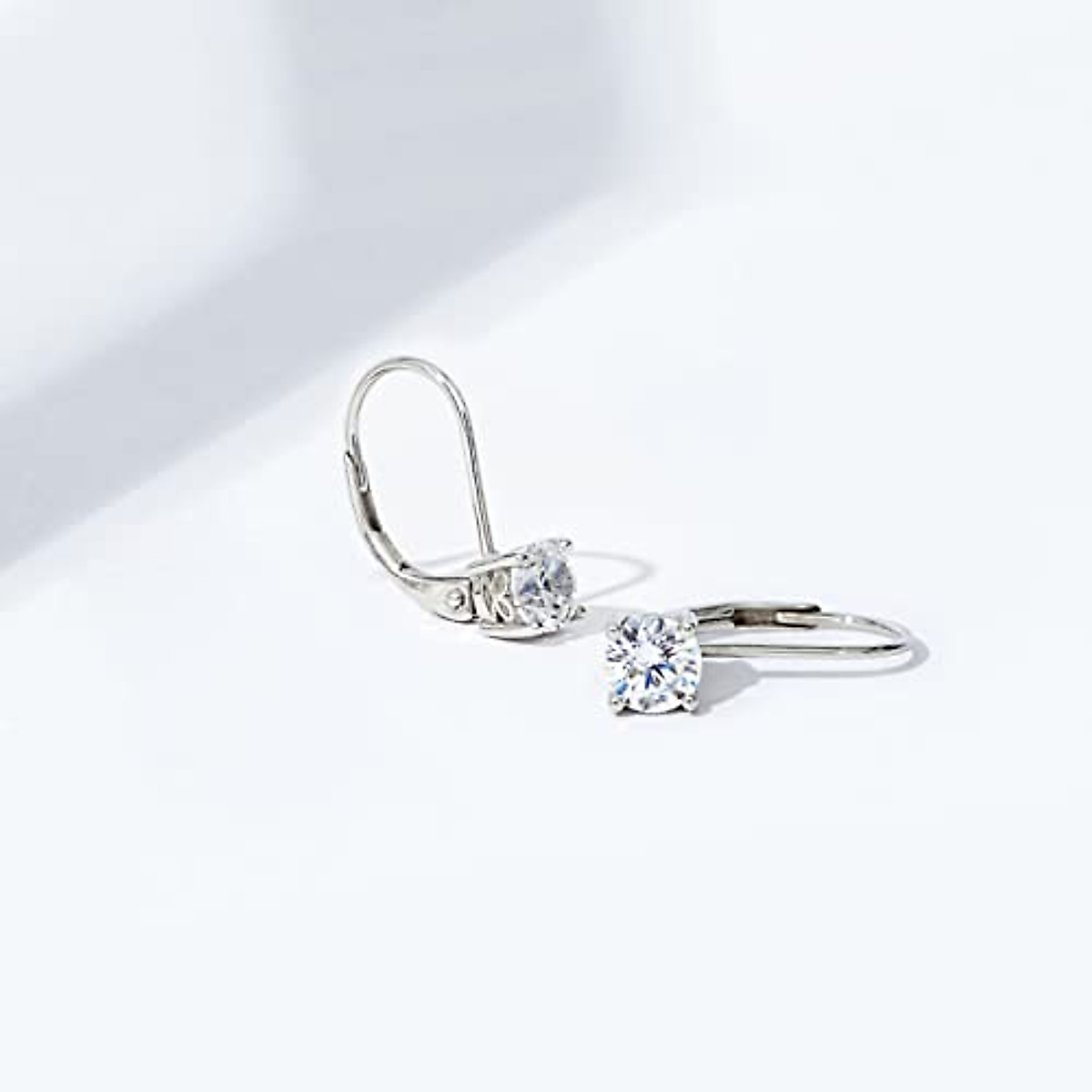 Amazon Essentials Platinum Plated Sterling Silver Lever back Earrings set with Round Infinite Elements Cubic Zirconia (1 cttw) (previously Amazon Collection)