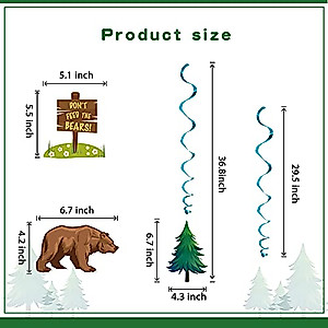 Camping Hanging Swirl Party Decorations 30 Pack Foil Ceiling Hanging Streams Party Supplies Banner Decor for Kids Camping Adventure Bear Birthday Celebrating Party Events Baby Shower Room Wall Decor