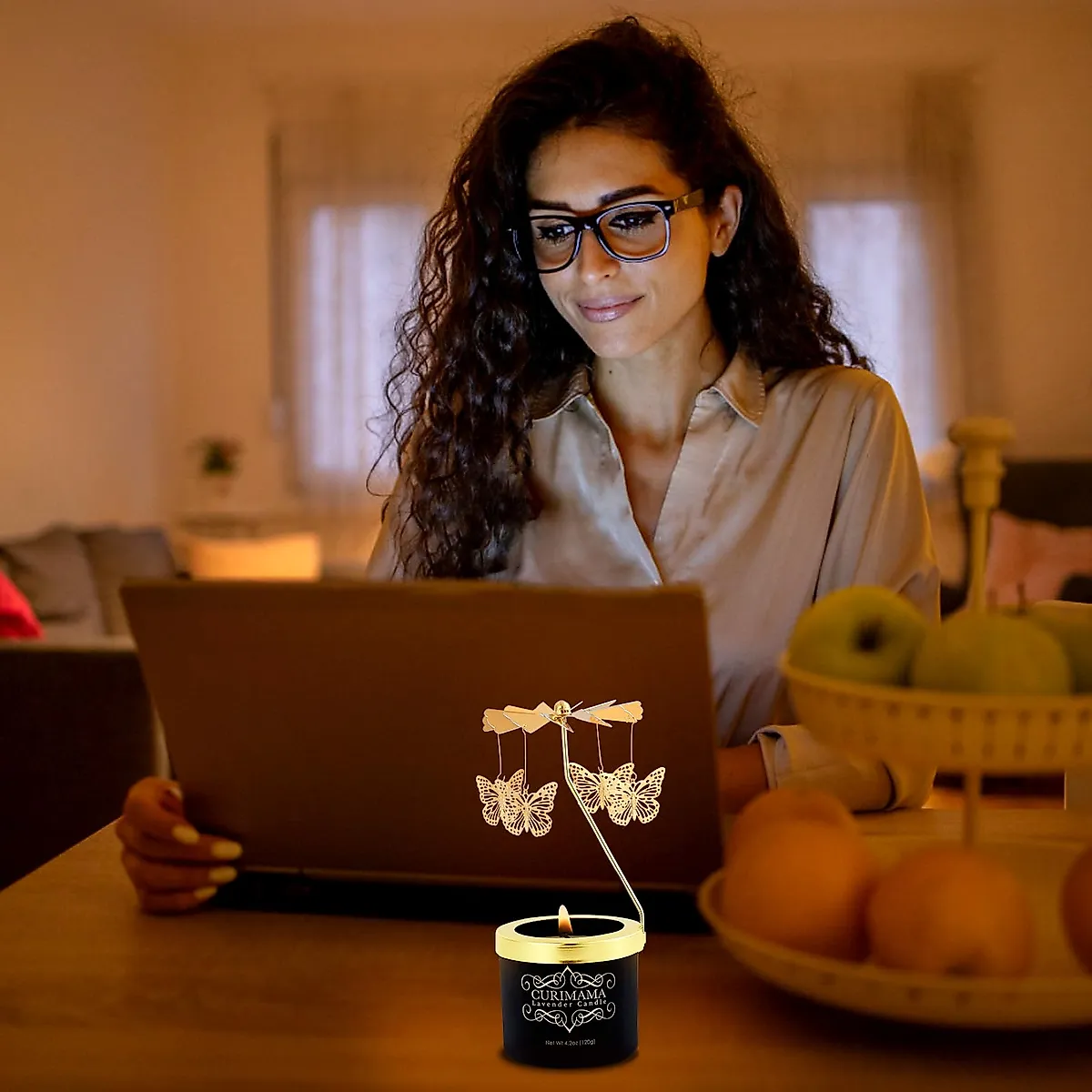 Gifts for Women Birthday Unique, Butterfly Gift for Mom, Rotating Candles Gifts for Best Friend, Lavender Candle Present for Sister, Mom Birthday Gift from Daughter