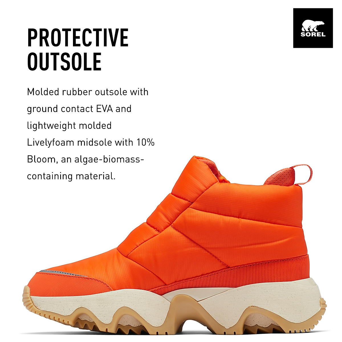 Sorel Women's Kinetic Impact Puffy Zip Waterproof Shoes - Optimized Orange, Bleached Ceramic - Size 7