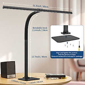 KableRika Desk Lamp, 24W Brightest LED Desk Lamp For Home Office, 31.5" Wide Dimmable Architect Task Lamp With Base,Eye Protection Modern Tall Desk Light For Workbench Office Lighting Computer Working