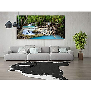 S01574 1 Panels Wall Art Tropical Beautiful Waterfall Prints Light Green Forest Natural Landscape Picture Canvas Paintings Scenery Spring Summer landscape for Home Wall Decor Artwork XXLarge