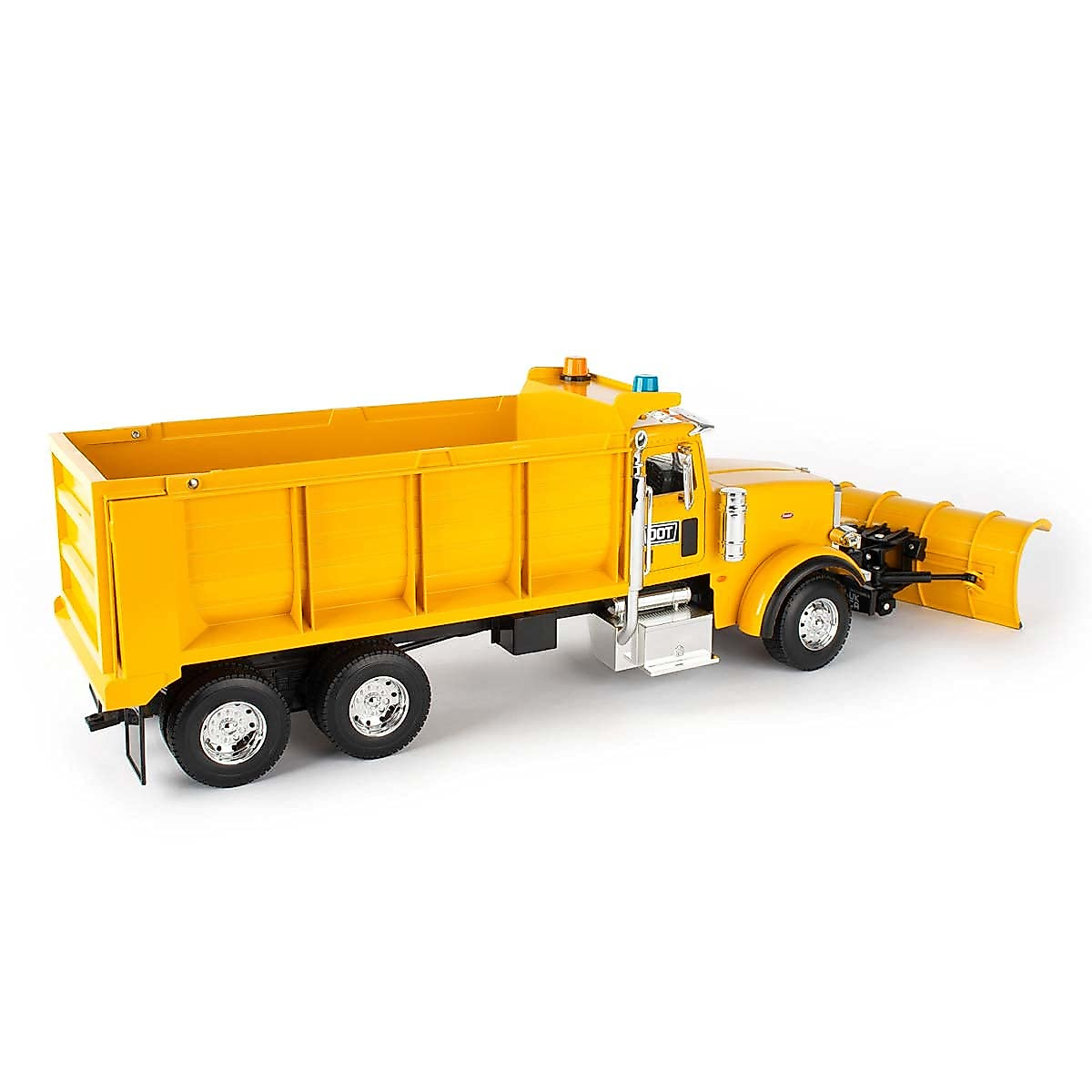 TOMY ERTL Big Farm 1:16 Scale Peterbilt Snow Plow Truck with Dump Box Toy for Kids, Yellow, 3 Years and Up