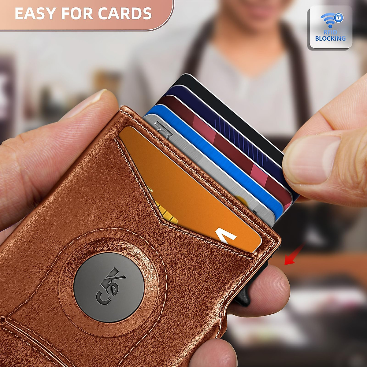 KEMISANT Airtag Wallet Men Gift,Mens Slim Front Pocket Wallet Money Clip Standard or Apple Airtag Use 3.8"×2.8"×0.9"