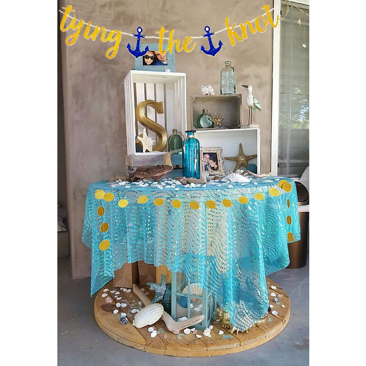 Laventy Set of 2 Tying the Knot Banner Nautical Bachelorette Banner Nautical Bachelorette Balloons Nautical Engagement Party Decor Nautical Bridal Banner