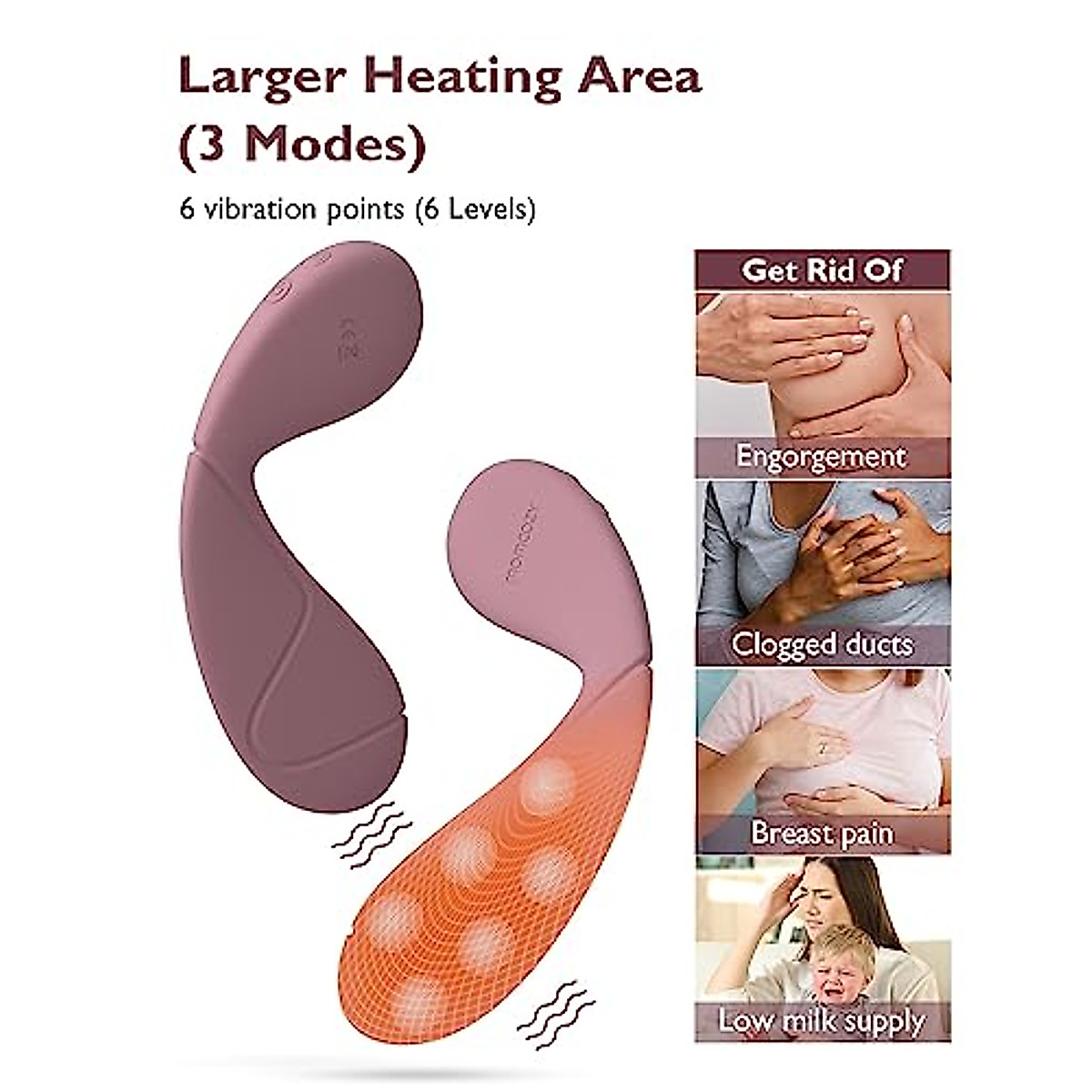 Momcozy Hands-Free Lactation Massager, 2 Pack, Maximum Heat & Vibration Area for Faster Milk Flow, Full Fit Breast Massager for Easier Breastfeeding, Pumping