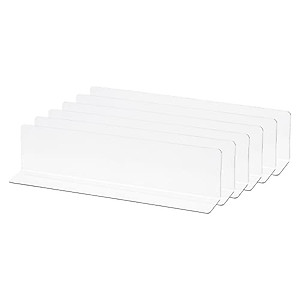 MECCANIXITY L Type Shelf Dividers, PVC Clear Closet Shelf Separator Organizer Clapboard for Kitchen Cabinet Bookcase Office Supermarket 25 x 3 x 6cm Pack of 6