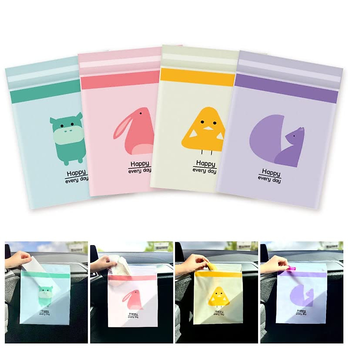 BetaLife 45PCS Car trash Bag, Adhesive Portable Disposable, Clean, leak-Proof, Convenient, Can be used in Kitchen, Bathroom, Dining Table, Office Desk, Travel.