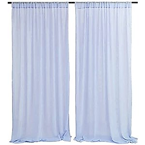 MDS - Wrinkle-Free Wedding 10ft x 10ft Dusty Blue Chiffon Backdrop Curtains Drapes, Sheer Chiffon Fabric Photography Curtain Drapes for Wedding Ceremony Arch Party Stage Decoration - Dusty Blue