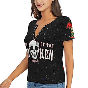 Jelly Rapper Singer Roll Womans T-Shirts Sexy Deep V-Neck Short Sleeve Basic Summer Tee Youth Funny Shirts for Sports Running Dating Walking Top Black Medium