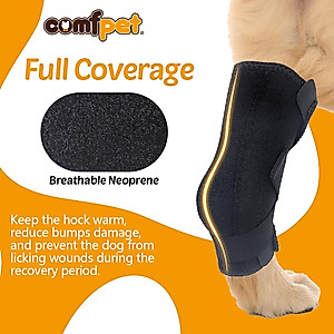 COMFPET Dog Leg Brace for Rear Hock, Dog Leg Support Wrap with Metal Strips, Dog Leg Warmer Sleeve to Prevent Licking, Dog Sprains, Arthritis, ACL, Small