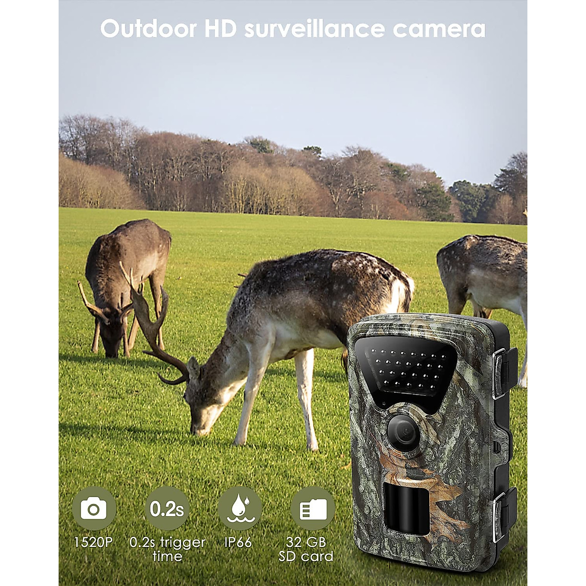 MAXDONE Trail Camera Hunting Camera Game - 1520P 28MP Trail Camera with Night Vision Motion Activated Waterproof IP66 Trail Cam 0.2s Trigger Time with 850nm Game Cameras and 2” LCD Wildlife Camera