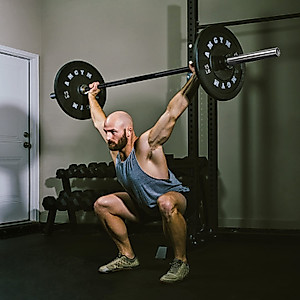AMGYM Bumper Plates Set with 7-Foot 1200 LB Capacity Olympic Barbell, Black Rubber Weight Plates with Steel Insert, Weight Bar with Zinc Plating for Weightlifting Powerlifting (160LB + Bar)