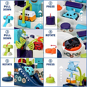 LZZAPJ Race Tracks Toy, City Rescue Preschool Educational Toys,Puzzle Adventure Parking Track Car Playsets for Toddler, Birthday Gifts for Kids Children Boys and Girls 3 4 5 6 7 8 Years Old