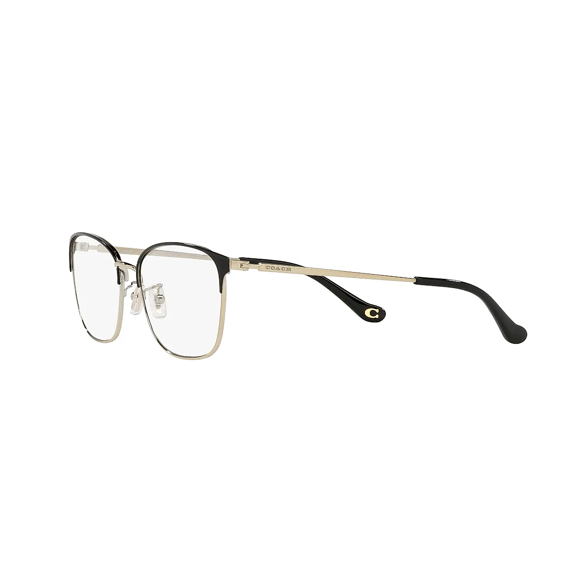 Coach HC5135 Prescription Eyewear Frames, Black/Light Gold/Clear Blue Light Filtering, 55 mm