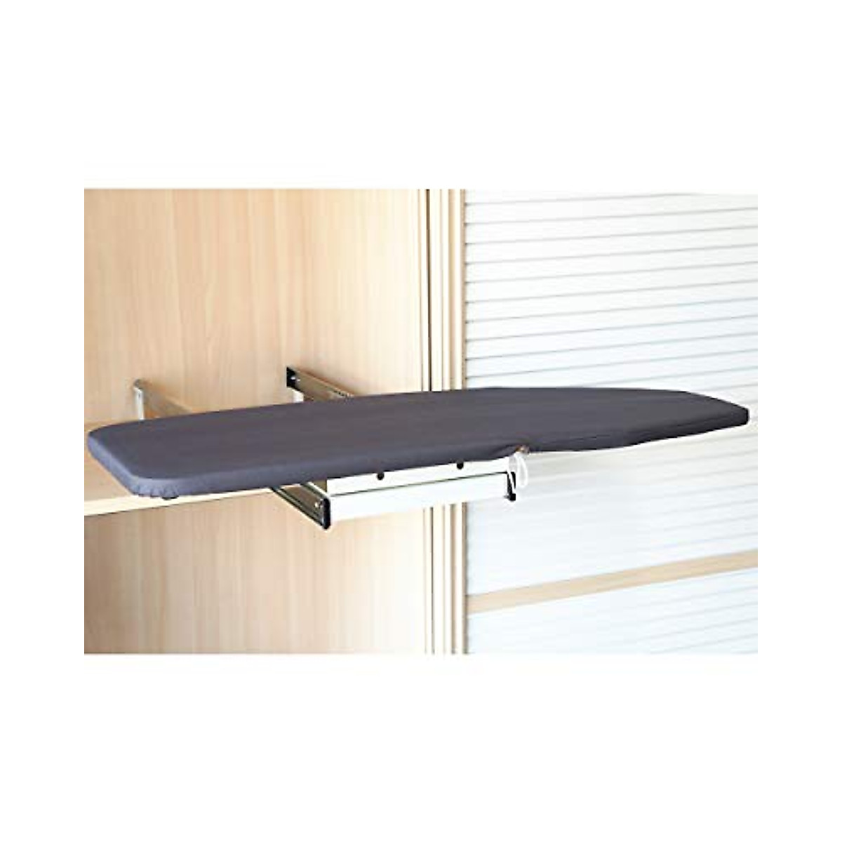 Homebasix Closet Pull-Out Retractable Ironing Board Stow Away in The Cabinet Easy to Install (Silver Grey)