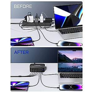 Aergiatech 140W USB C Charger, 8-Port Charging Hub for Multiple Devices, 65W and 45W PD3.0 Fast Charging Laptop Power Adapter for MacBook Pro/Air, iPhone iPad Samsung and More