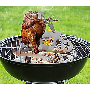 Motorcycle Beer Can Chicken Holder for Grill, Portable Beer Chicken Stand, Roast Chicken Rack for Outdoor BBQ (Five-Pointed Star)