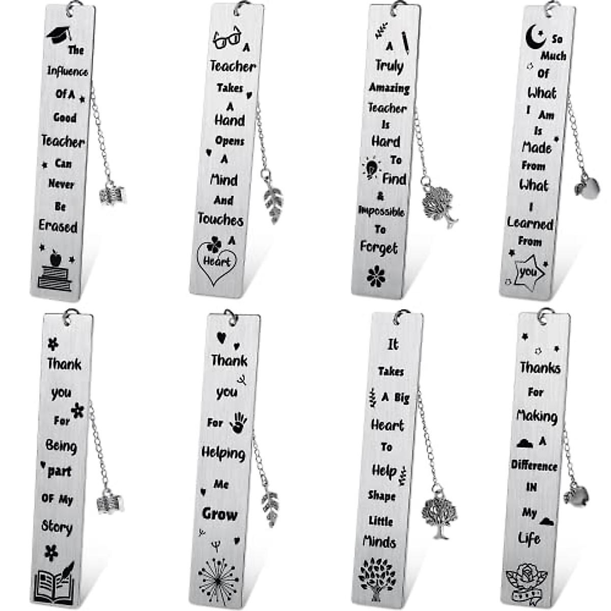 4 Pieces Metal Bookmarks Teacher Appreciation Bookmark Thank You Teacher Book Page Marker for Teachers Instructors Birthday Graduation Presents Book (Stylish Style)