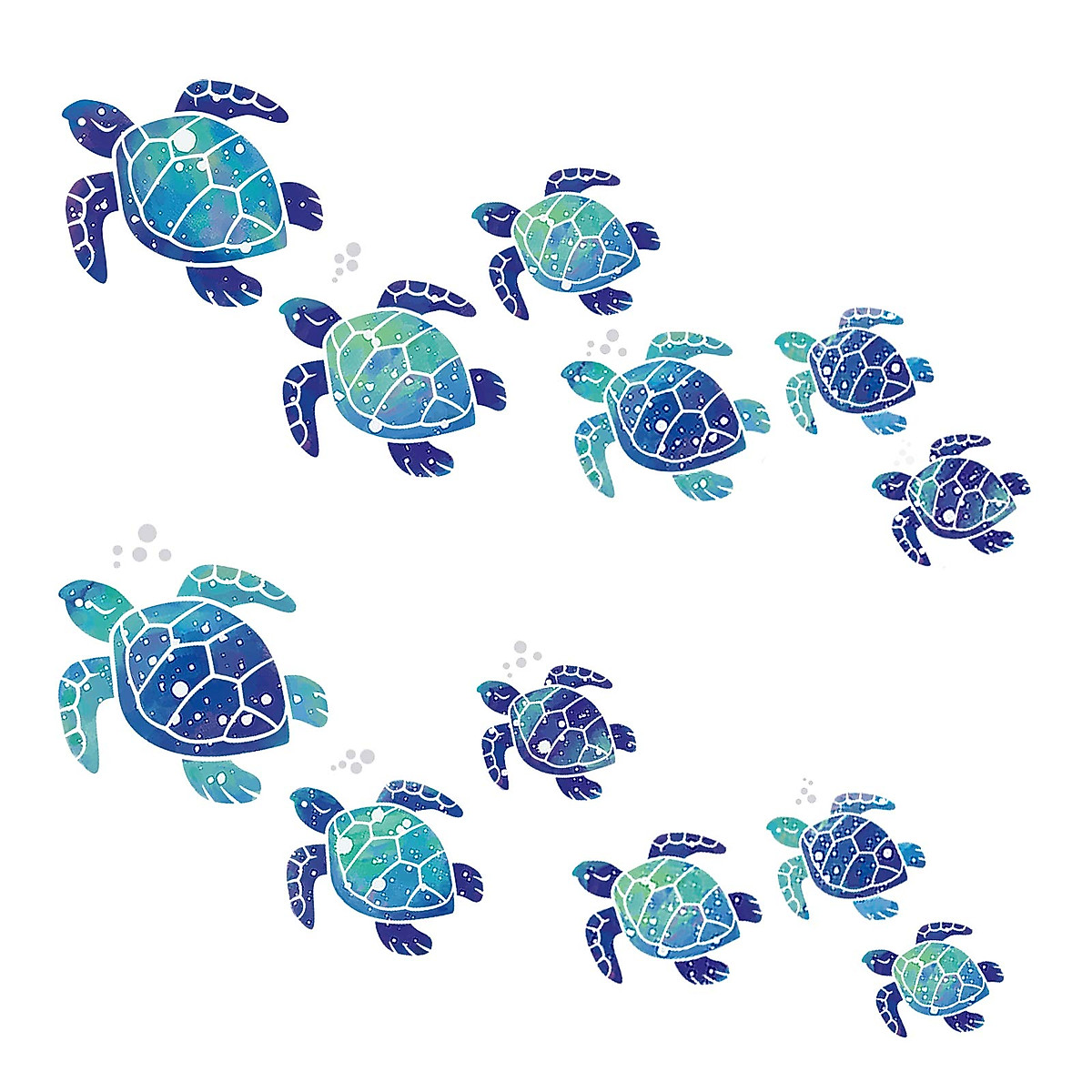 12 Pcs Sea Turtle Wall Decals Ocean Turtle Vinyl Stickers Underwater Bathroom Decals Waterproof Wall Sticker Decoration for Home Office Nursery Room Toilet (Blue)