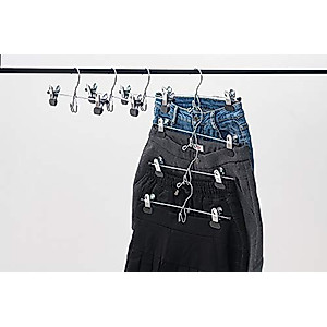 Better to U 13 Inch Stackable Metal Pants Hanger 20 Pack, Space-Saving Hanger with Non-Slip Adjustable Big Clips, Skirt Trousers Hanger Add-on Hook for Jeans Slacks Boutique