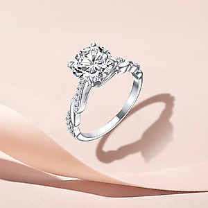 FENCCI 10K 14K 18K Gold Personalized Moissanite Twisted Engagement Wedding Ring for Women Simulated Diamond Promise Bridal Ring (White Gold)