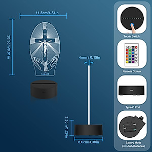 Attivolife Cross 3D Night Light, Jesus Illusion Hologram Lamp 16 Color Changing with Remote Control + Timer, LED Best Birthday Christian Gift for Religious Women Men Commemorate Present