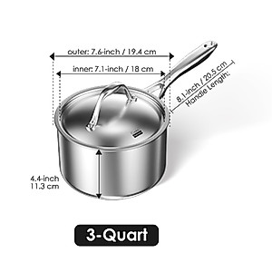 Cooks Standard 3-Quart Multi-Ply Clad Stainless Steel Saucepan with Lid