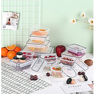 KAGUYA 36 PCS Plastic Food Storage Containers with Lids, 1.4 Oz - 84.5 Oz, 100% BPA Free, Food Grade Materials, Dishwasher, Microwave and Freezer Friendly