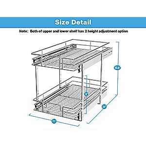 LOVMOR Slide Out Cabinet Drawers Pots and Pans Organizer and Storage, 11" W x 21" D, 2 Tier