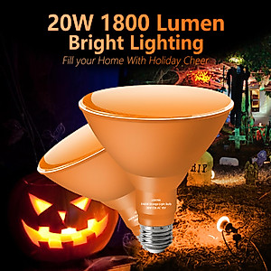 LOXYEE PAR38 Flood Orange Light Bulb,2 Pack-Dimmable,E26 Base Orange Flood Light Outoor(20W Replace to 200W),Orange Light Bulb for Outside,Halleween,Orange Decor,Christmas,Holiday Lighting.