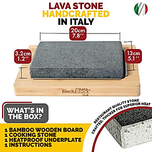 Black Rock Grill Restaurant-Grade Hot Stone Set - Extra-Thick Lava Stone for Superior Sizzling Steak Cooking.