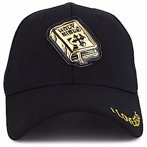 Trendy Apparel Shop High Frequency Holy Bible Structured Meshback Cap - Black Gold