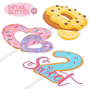 36pcs Donut Cupcake Toppers - Donut Birthday Party Supplies - Grow Up Theme - 2nd Birthday Cake Topper Decorations