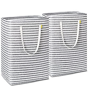 Homlikelan 2-Pack 77L Laundry Hamper with Handles,Collapsible Large Laundry Basket,Freestanding Storage Basket,Clothes Hamper for Toys Clothes Organizer Grey