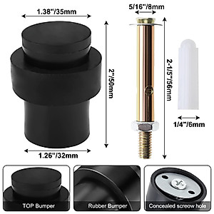 RealPlus Door Stopper Cylindrical Floor Mount Door Stop Stainless Steel 2 inch, Pack of 6