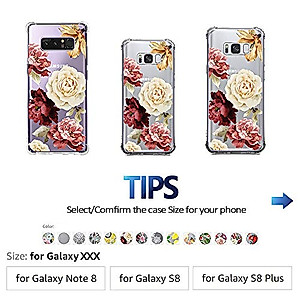 KIOMY Galaxy S8 Case, Crystal Clear Case with Design Rose Flowers Pattern Print Bumper Protective Shockproof Case for Samsung Galaxy S8 Flexible Soft Gel Silicone TPU Floral Cover for Girls Women