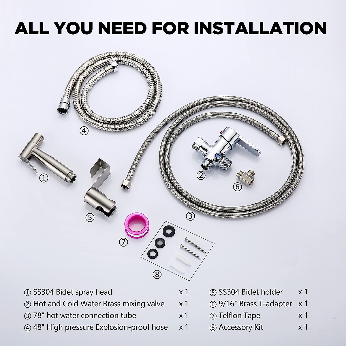 Handheld Bidet Sprayer for Toilet, Bidet Attachment for Warm Water, Hot and Cold Mixing Valve Kit, Hand Sprayer for Feminine Wash, Pet, Cloth, Diaper