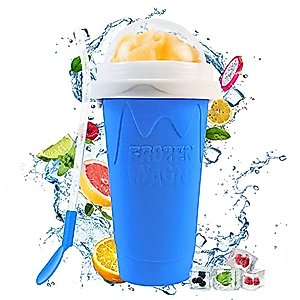 NUFR Slushie Maker Cup, Magic Quick Frozen Smoothies Cup Cooling Cup Double Layer Squeeze Cup Slushy Maker Cup, Homemade Milk Shake Ice Cream Maker DIY it for Children and Family