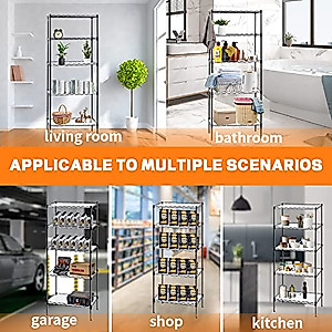 Mogusier 2Pcs Wire Shelving Rack Adjustable 5-Tire Metal Shelf Storage Rack 23.6 x14x59 in Kitchen Bathroom Steel Storage Organizers