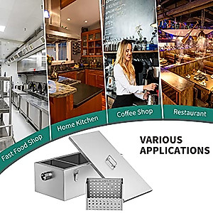 YITAHOME Grease Trap, 25LB Commercial Stainless Steel Interceptor for Restaurant, Cafe, Home Commercial Kitchen, Sink, Dishwasher, 1.5 inches Inlet & Outlet