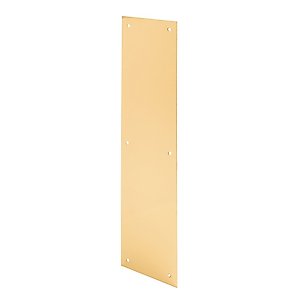 Prime-Line J 4630 Door Push Plate, 4 In. x 16 In., Bright Brass (Single Pack)