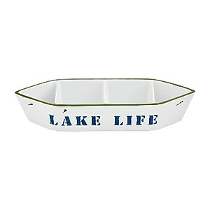 Mud Pie Canoe Section Server, 2 3/4" x 14", WHITE