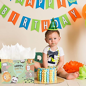 13" Large Baby Boy Gift Bag with Card and Tissue Paper Perfect for Baby Shower Birthday Party