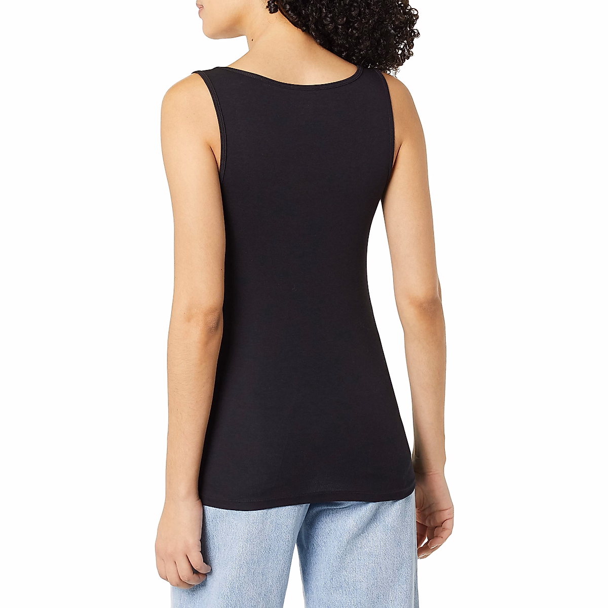 Amazon Essentials Women's Slim Fit Square Neck Tank, Pack of 2, Black, Medium