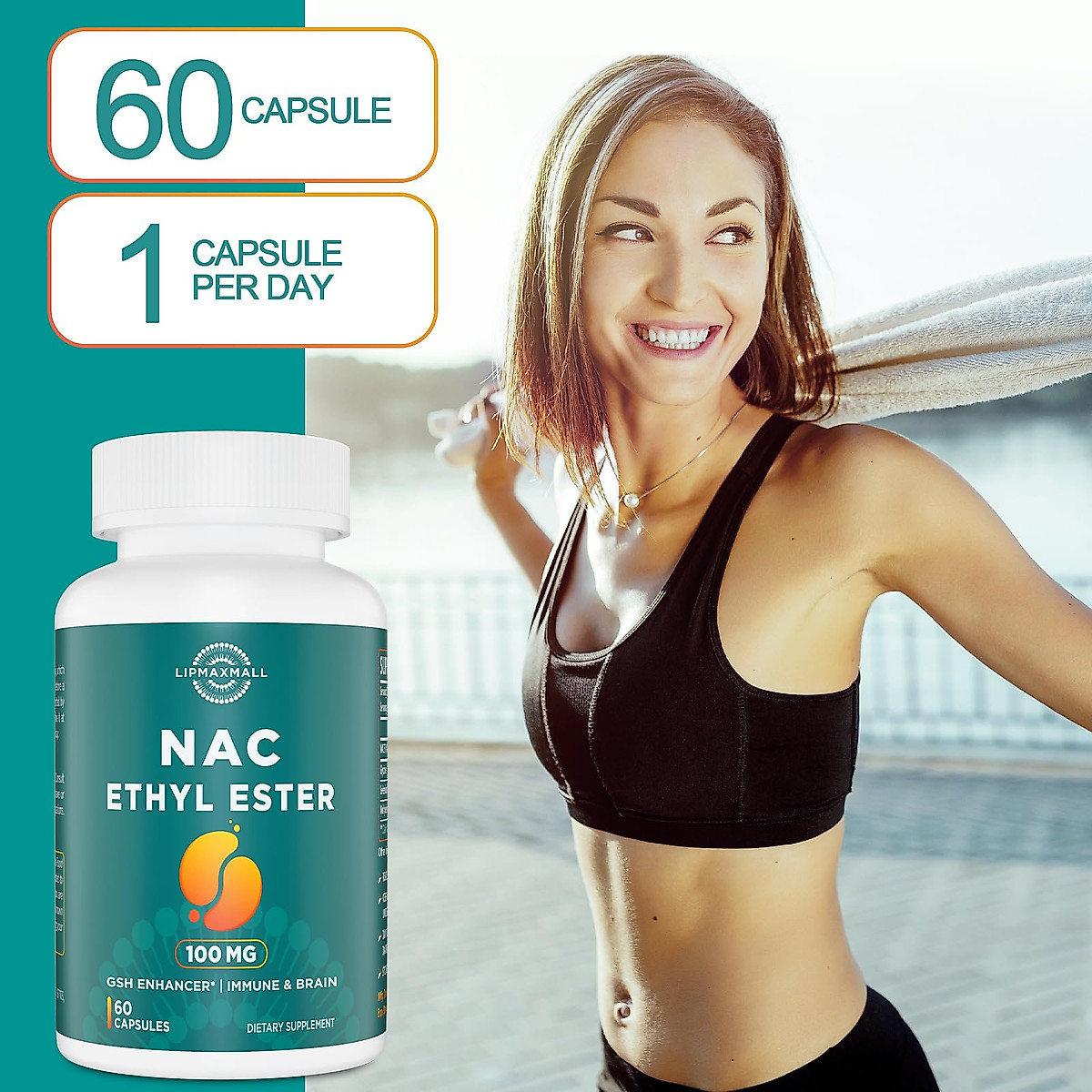 N-Acetyl Cysteine Ethyl Ester 100mg - More Absorption Than 1000mg NAC - with Glycine 600mg - Benefit Glutathione - Good for Immune System & Antioxidant for Adults, NACET ( 60 Capsules - 1 Pack)