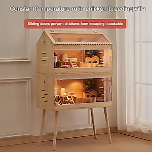 Double-Layer Hamster Cage, Rutin Chicken Villa, Large Chicken Brooder Box, Transparent Sliding Door, Easy to Observe(60x40x87cm)
