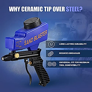LE LEMATEC AS118 Sand Blaster Gun Kit for Air Compressor, Paint/Rust Remover for Metal, Wood & Glass Etching, Up to 150 PSI Blasting Media for Aluminum, Sand, Walnut Shells & Soda Blaster Jobs, Blue