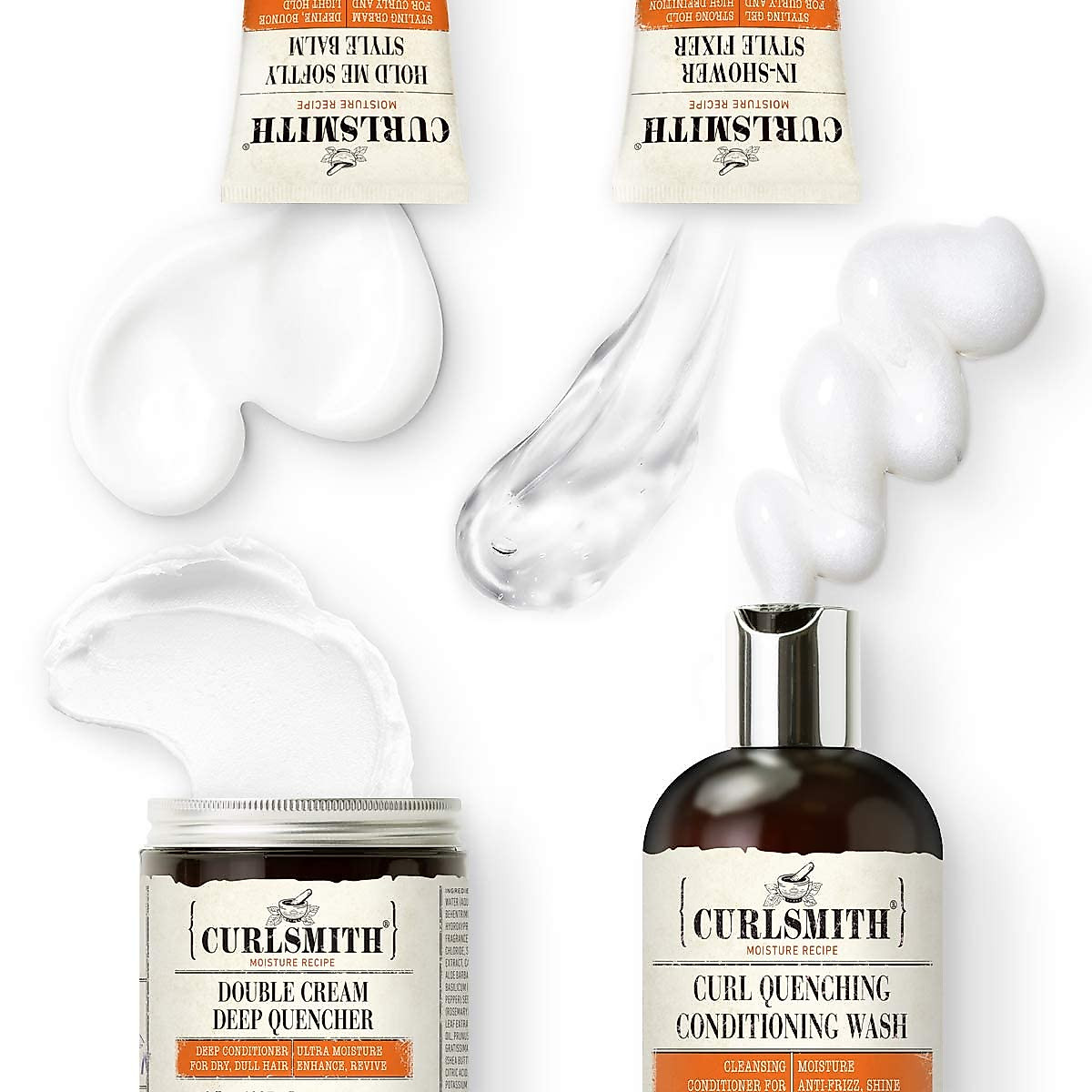 CURLSMITH - Transition Kit - Vegan Haircare Kit for Dry, Wavy, Curly or Coily Hair (1 x 12oz, 1 x 8oz, 2 x 2oz)